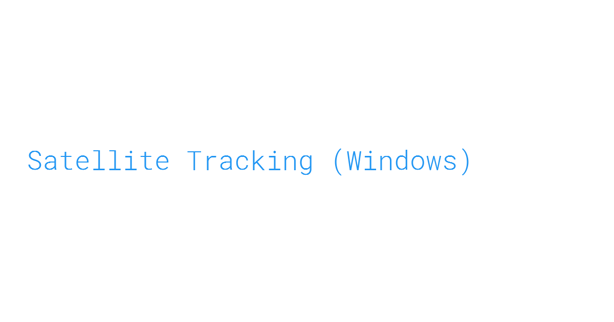 Satellite Tracking (Windows) - Feature Voting & Roadmap